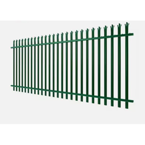 Quality Green Hot Dipped Galvanized Triple Point Palisade Fencing With Angle Pale For Good Security for sale