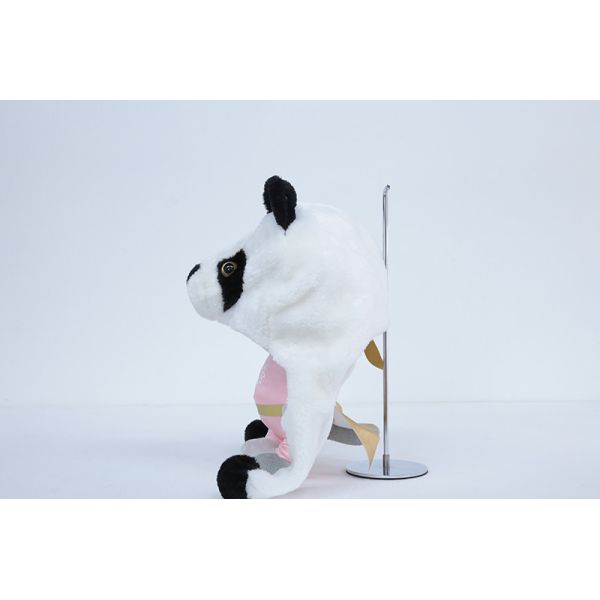 Quality Warm Plush Panda Hat Black / White Color Customized Logo Polyester Material for sale