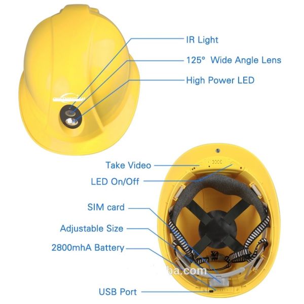 Quality 4G Android System Safety Helmet Camera For Construction 2 Way Audio Live for sale