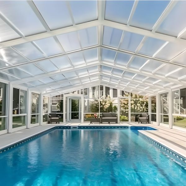 Quality Modern Outdoor Swimming Pool Sunroom with Polygon Roof Molding Waterproof Design for Residential and Home Office Use for sale