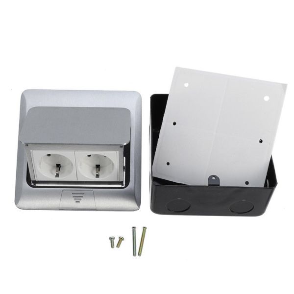 Quality Popular Silver EU Plug Pop Up Double Floor Socket / 2 Gang Power Socket for sale