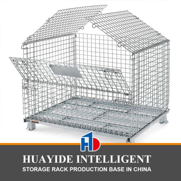 Quality B42 Storage Cage For Logistics Warehousing ASRS Foldable Wire Mesh Container for sale