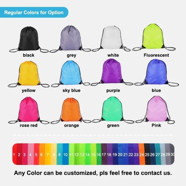 Quality School Bag Trolley Custom Logo Nylon Draw String Backpack with Waterproof for sale