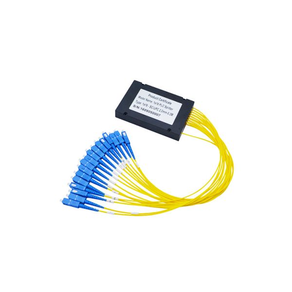 Quality SC UPC Fiber Optic PLC Splitter 1X16 ABS Box Blue FTTH Fiber Optic Cable for sale