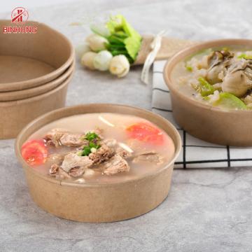 Quality Round Food Paper Take Away Box Leak Proof 500ml for sale