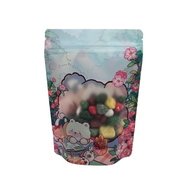 Quality Matte OPP Stand Up Zipper Bags With Bear Head Shape Clear Window For Food Packing for sale
