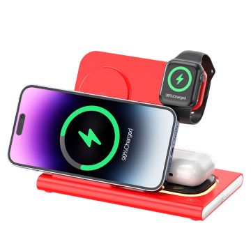 Quality Wireless 3 In One Foldable Charger For Phone Watch Earphone Print Logo for sale