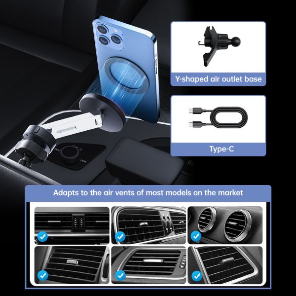 Quality Multi Angle Adjustable Magnetic Car Phone Charger With Ambient Light for sale