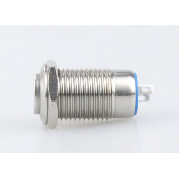 Quality Self Locking 1NO Panel Mount Push Button Switch Flat Round Head 12mm Silver for sale
