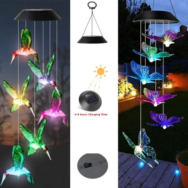 Quality Home Decor LED Solar Wind Chimes Light with Waterproof and Colorful Outdoor for sale