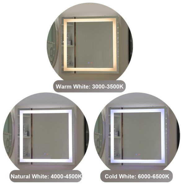 Quality Customized Wall Mounted LED Mirror 12V Smart LED Bathroom Mirror 3000K for sale