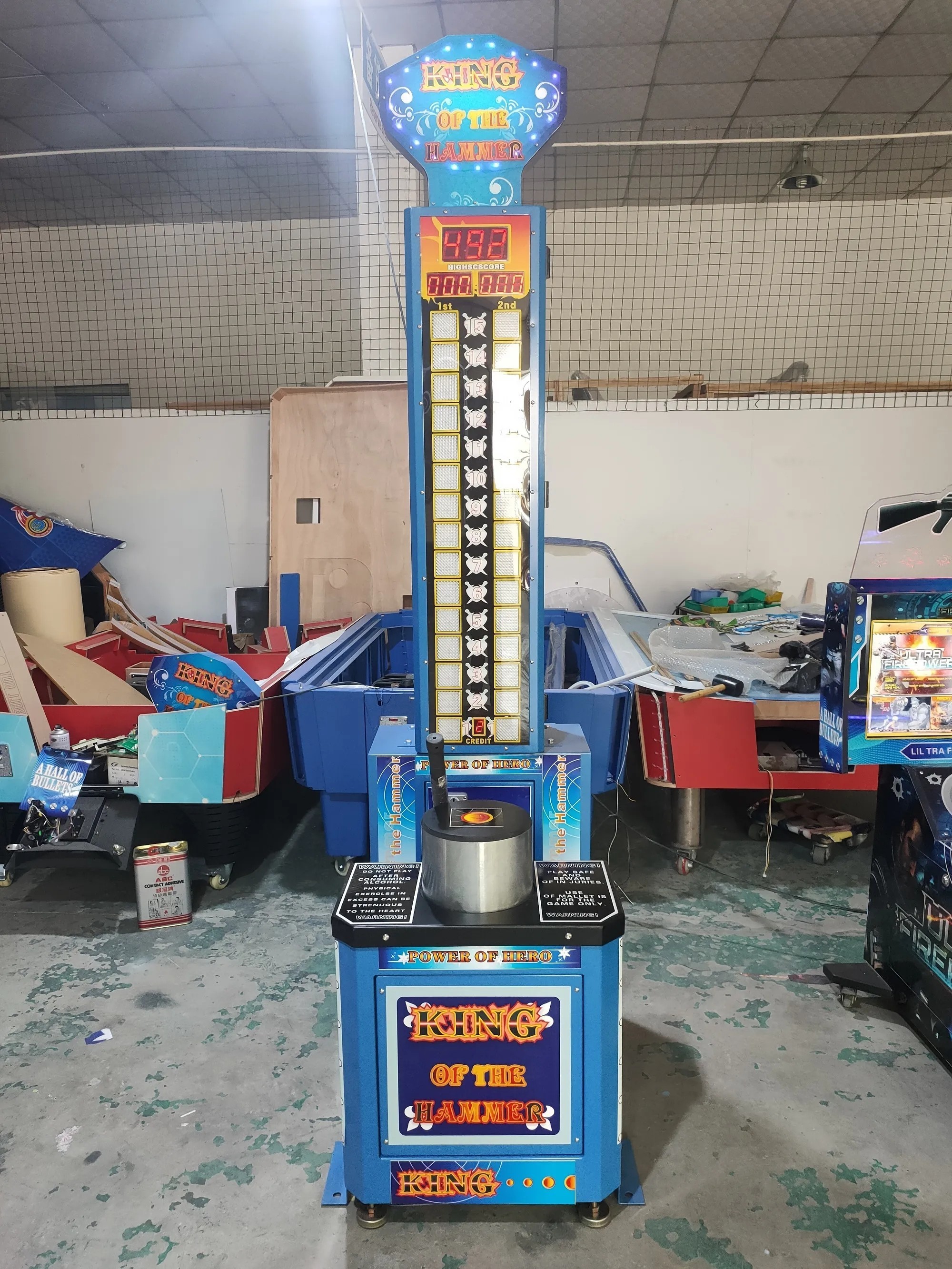 Quality Coin Operated Amusement High Striker Arcade Hammer Machine UK Plug for sale