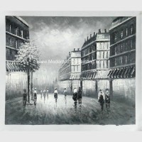 Quality Classic Oil Painting Paris Black And White ，Palette Knife Landscape Painting for sale