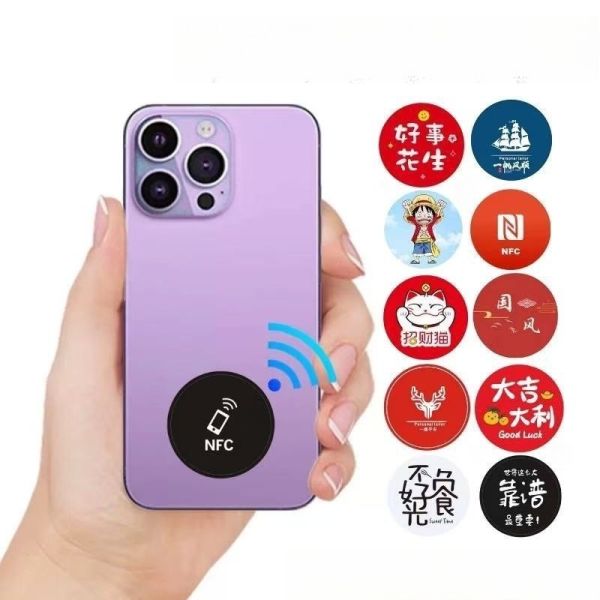 Quality Custom Digital Business Card Mobile Phone Sticker Nfc Epoxy Sticker Flat Nfc Social Media Tag Nfc Tag for All Phones for sale