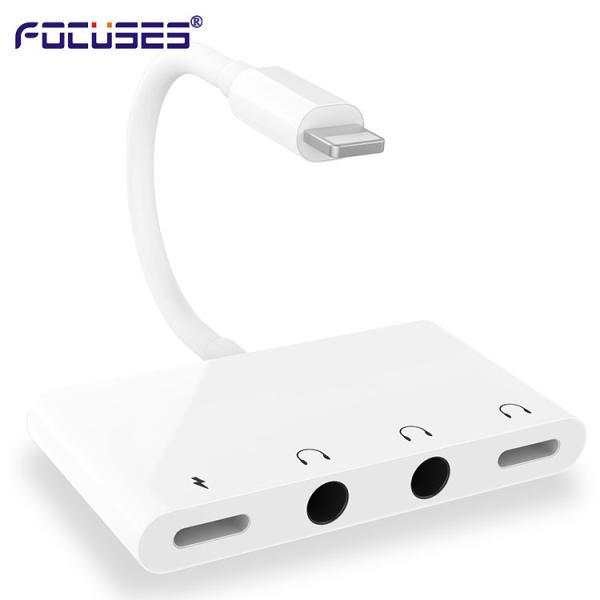 Quality 4 In 1 3A Iphone Charge And Headphone Splitter with Dual 3.5mm Jack for sale