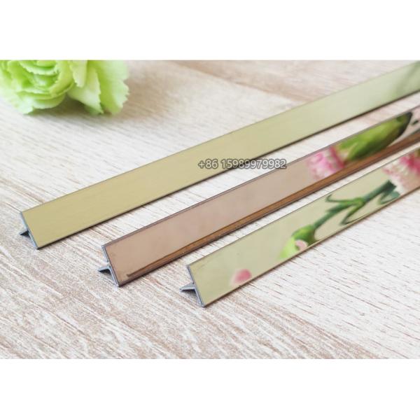 Quality Bright Mirror Stainless Steel Tile Trim 10mm , SUS304 T Profile Patti for sale