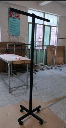 Quality 2 Way Display Rack Rectangular Tubing Clothes Display Rack With Casters Matte for sale