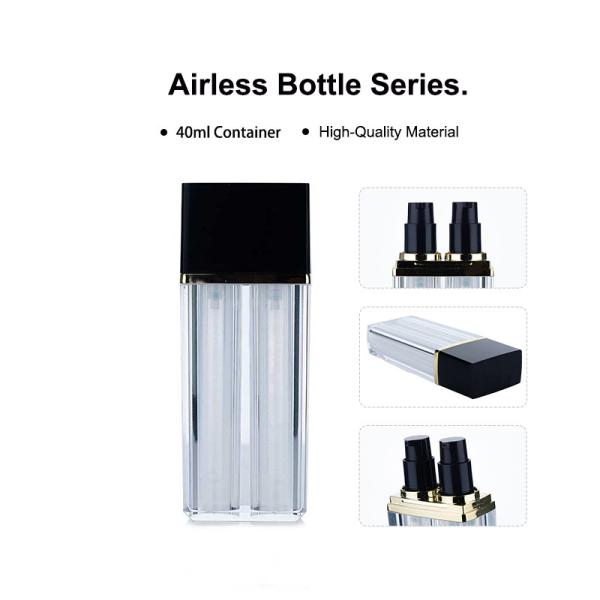 Quality 40ml Plastic Transparent Rectangle Clear With Black Lid For Empty Airless pump for sale