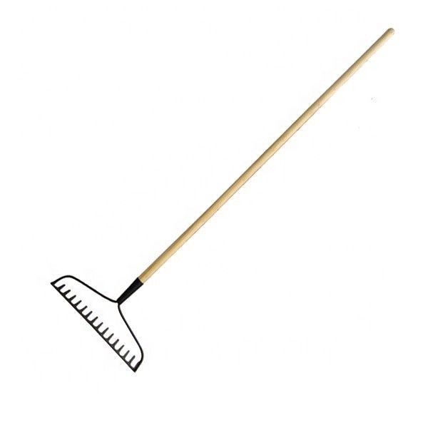 Quality Garden Rake with Long Wooden Handle and Corrosion-Resistant Steel Head for sale