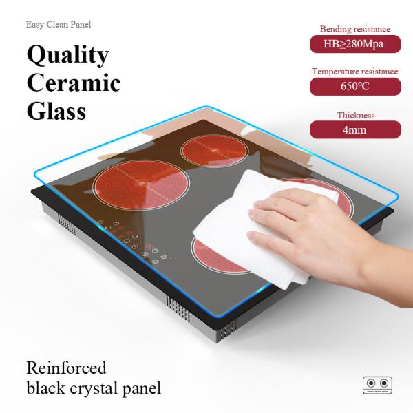 Quality Temperature Control 3 Zone Built In Ceramic Hob Cooktop Frameless for sale