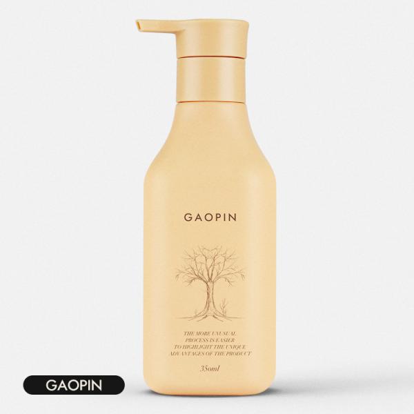Quality 350ml Plastic Shampoo Bottles Lotion Cosmetic Packaging With Gold Pump for sale