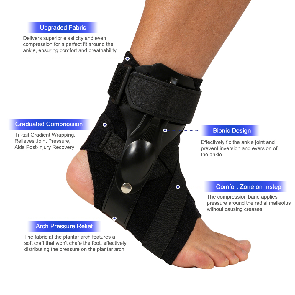 Quality Adjustable Ankle Stabilizer Brace Dual Support Ankle Brace for Sprain & Injury for sale