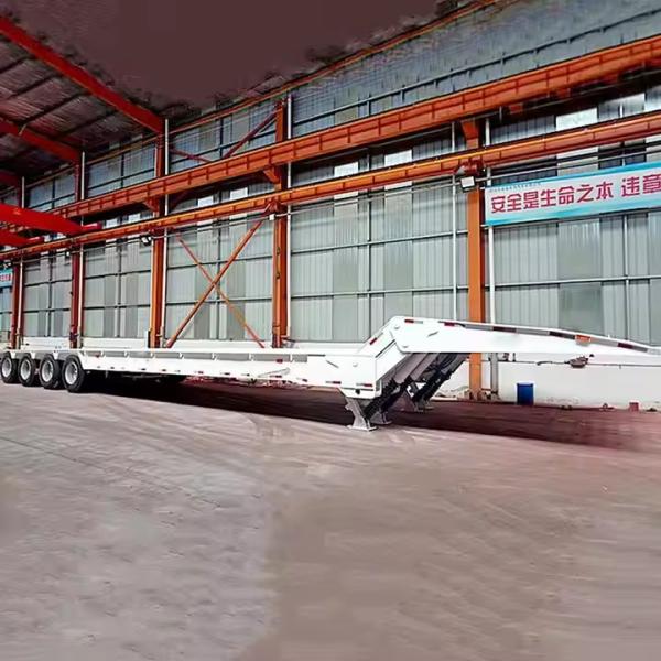 Quality 3 Axle 80t Customize Mechanical Suspension Detachable Gooseneck Lowbed Trailer for sale