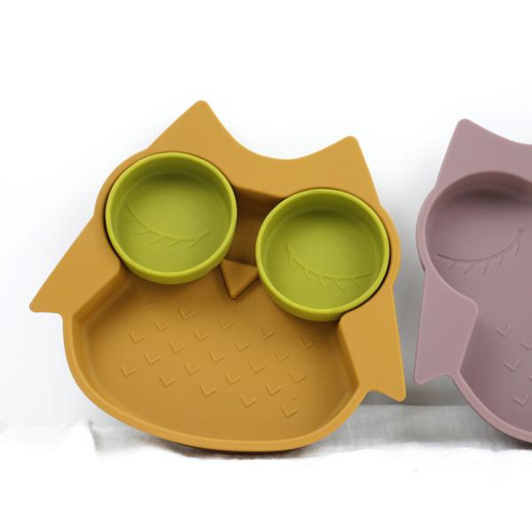 Quality Owl Shape Silicone Baby Suction Plate Non Toxic BPA Free With Pantone Color for sale