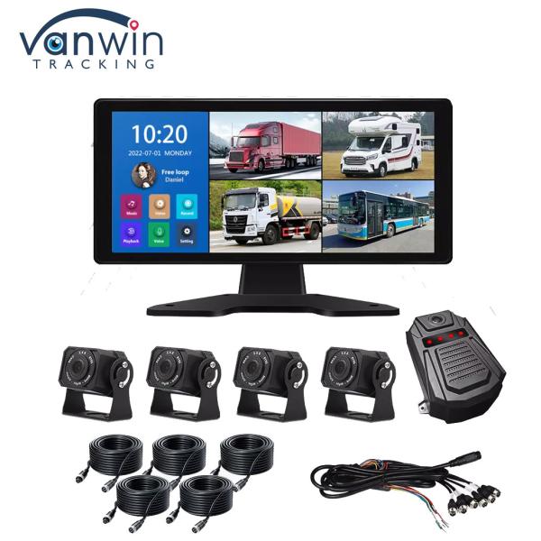 Quality AI Car DVR System BSD Alarm 360° 4CH 10.36 Inch Monitor With Recorder for Truck for sale