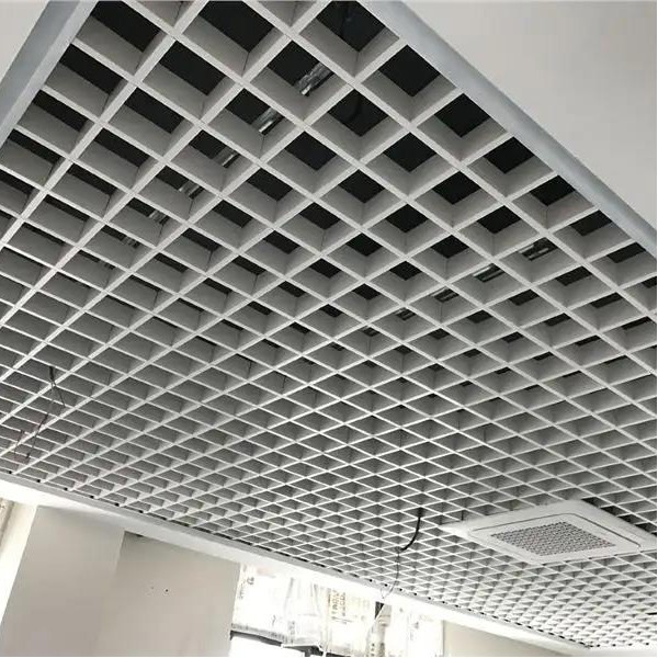 Quality 100x100 Metal Ceiling Tiles Grille Spacing Aluminum Cell Building Ceiling Decoration for sale