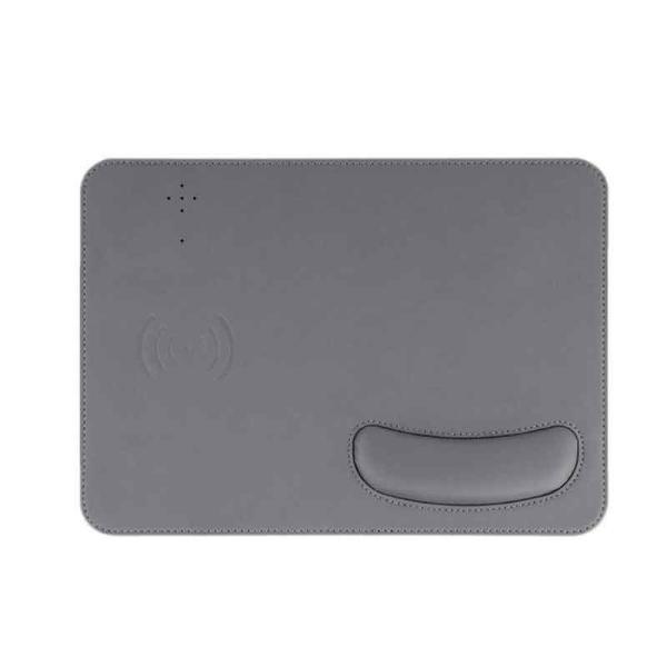 Quality Custom Logo PU Leather Mouse Pad Wireless Charger With Wrist Rest for sale