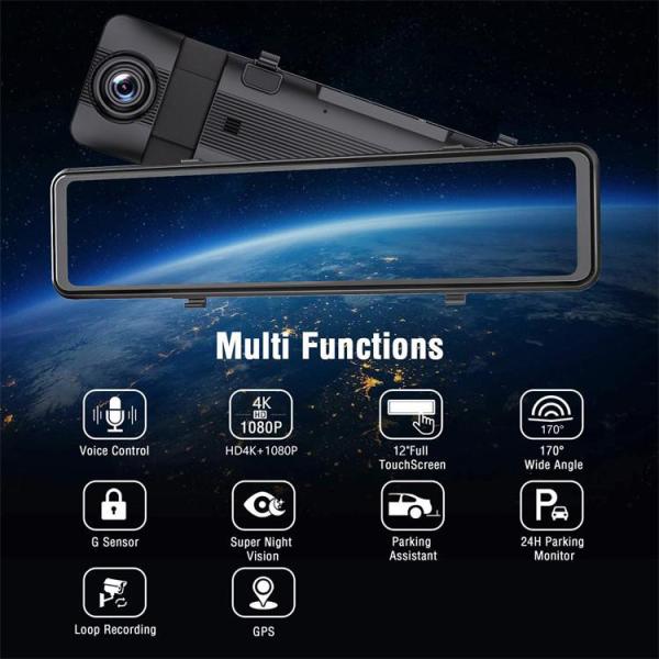 Quality Waterproof 4K 11.26" Front And Back Dash Cam Voice Command IPS Screen for sale
