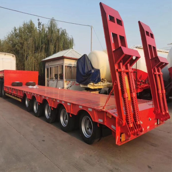 Quality Truck Trailer 3 4 Axle Tri Low Loader Bed Deck Flatbed Container Transport for sale
