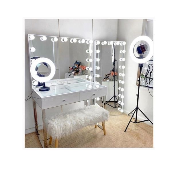 Quality RoHS LED Hollywood Mirror Dressing Table Desk Adjustable for sale