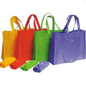 Quality foldable OEM handled 50x2.5cm 80gsm Green Non Woven Bag for sale