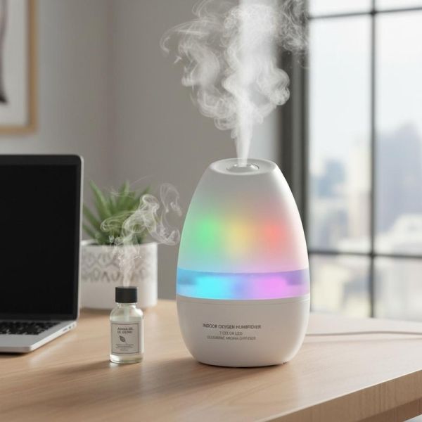 Quality Indoor Oxygen Humidifying Aroma Ultrasonic Humidifier Featuring 7 Colorful Lights Enhancing Air Moisture and Ambiance in Workspaces for sale