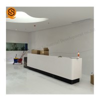 Quality 2Person Solid Surface Hotel Counter Table Regular Reception Station Desk for sale