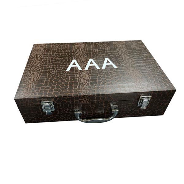 Quality Pu Leather Wine Box 4C UV Lamination Embossing Surface Finishing for sale