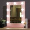 china Framed Makeup Mirror With Lights Smart Dimming Pink Led Makeup Mirror