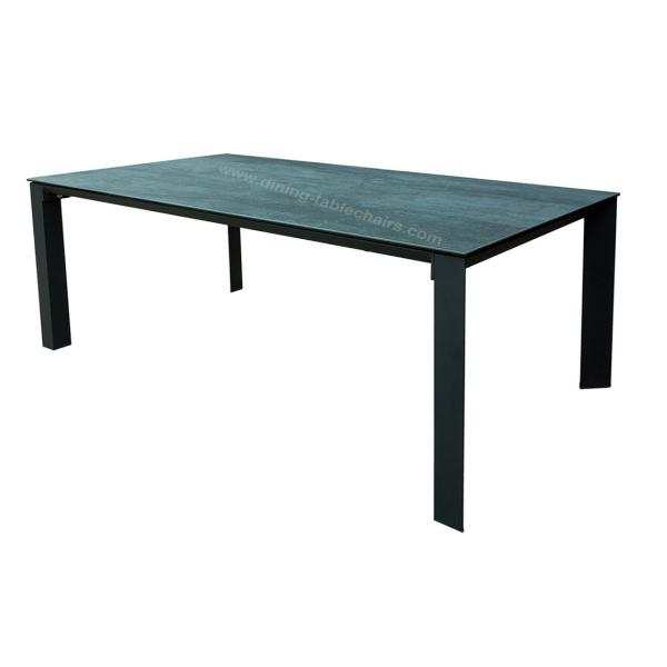 Quality 1.65 Meter Rectangular Glass Dining Table With Chinese Ceramic Triangular Legs for sale