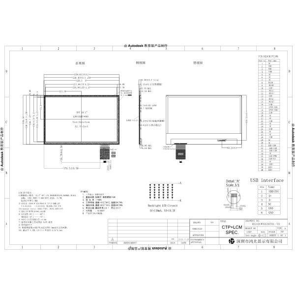 Quality 10.1 Inch LVDS Interface 40 Pin TFT LCD Display 1280x800 for sale
