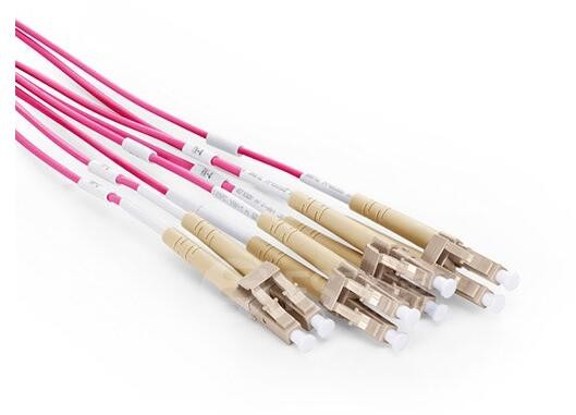 Quality Aqua To LC 8F Core OM4 Mpo Optical Fiber Patch Cord for sale