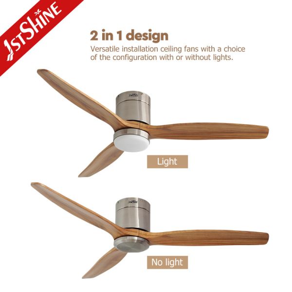 Quality TUYA App-Controlled 2 IN 1 LED Light Ceiling Fan Low Ceiling Solid Wood Blades for sale