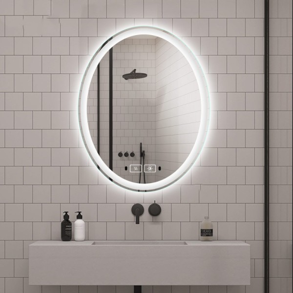 Quality Customized Touch Sensor Bathroom Mirror Wall Mounted Oval Backlit Bathroom for sale