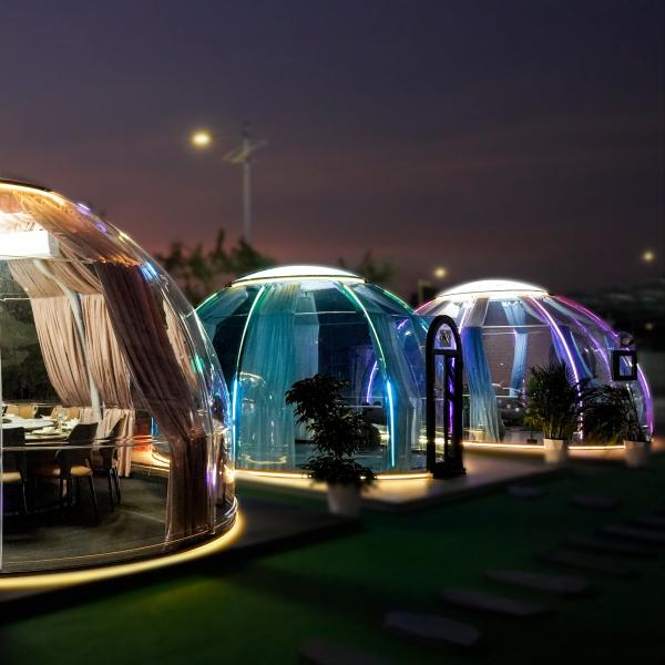 Quality Good Quality Outdoor Hotel Resort Pc Leisure Round Glamping Sunscreen Double Dome House Tent for sale
