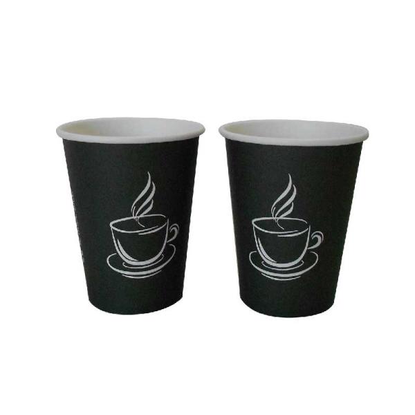 Quality Aqueous Coating Single Wall Coffee Cups Flexo Printing Black 8 Oz Hot Cups for sale