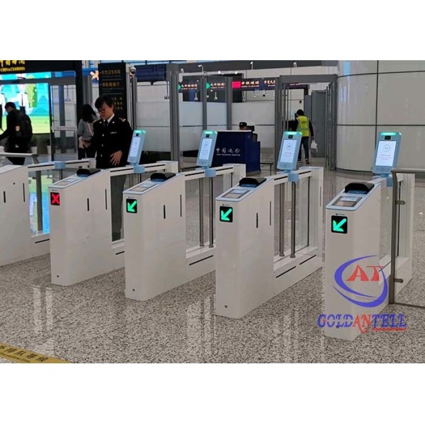 Quality Visitor counter access control and temperature screening half turnstile mirror gate face recognition airport gate for sale