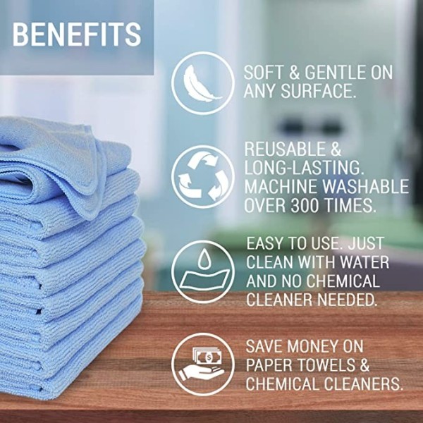 Quality Super Soft Absorbent 14.2''X14.2'' Blue Microfiber Towels for sale