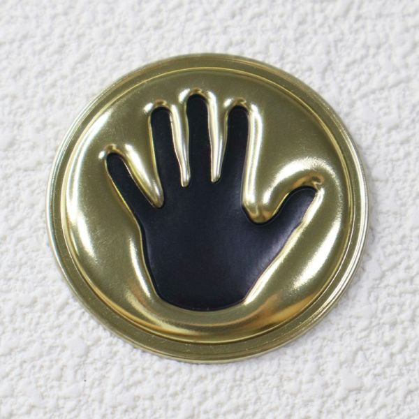 Quality Custom 3D TPU High-Frequency Patch - Metallic Gold Handprint Design for Apparel & Accessories for sale