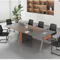Quality Modern Simple Rectangle Long Wood Metal Desk Meeting Table Negotiation Large for sale